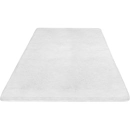 Hochflor-Teppich Silky, my home, rechteckig, Höhe: 33 mm, uni, besonders weich und kuschelig, Wohnzimmer, Schlafzimmer, waschbar, weiß