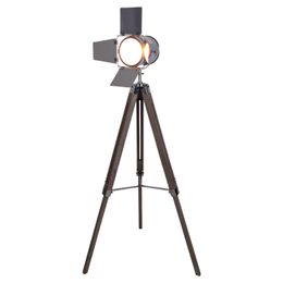 Näve Dreibein-Stehlampe Holly E27 Holz/Metall Holzoptik
