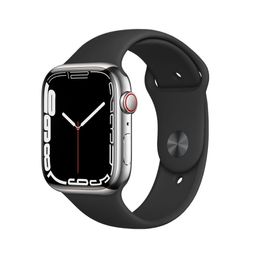Apple Watch (Series 7) 2021 GPS + Cellular 45 mm - Titan Silber - Sportarmband Schwarz