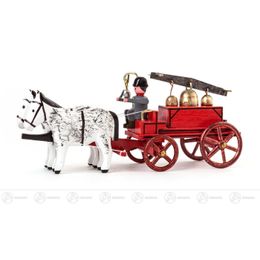 Dregeno Erzgebirge Weihnachtsfigur Miniatur Gespann Handdruckspritze Höhe ca 4 cm NEU