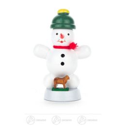 Dregeno Erzgebirge Schneemann Weihnachtliche Miniatur Schneemann mit Kuh Höhe ca 6 cm NEU