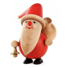 Dregeno Erzgebirge Weihnachtsfigur Miniatur Weihnachtsmann mit Glocke H=9cm NEU