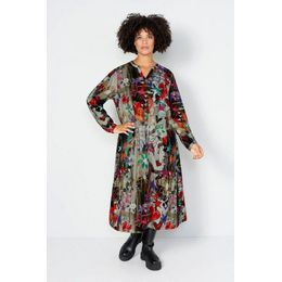 Angel of Style Jerseykleid Maxikleid A-Line Graffiti-Druck Tunika-Ausschnitt