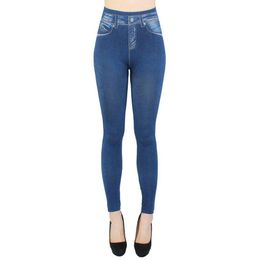 dy_mode Jeggings Damen Leggings in Jeans Optik Bequem Jeggings High Waist Jeansleggings mit elastischem Bund