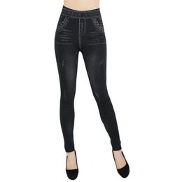 dy_mode Jeggings Damen Leggings in Jeans Optik Bequem Jeggings High Waist Jeansleggings mit elastischem Bund