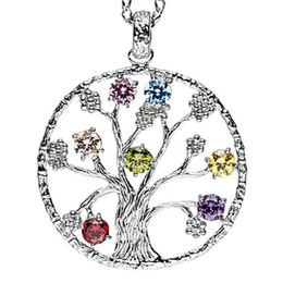 Saraswati Amulett Anhänger "Baum des Lebens" mit 7 Zirkonia Silber 925 6