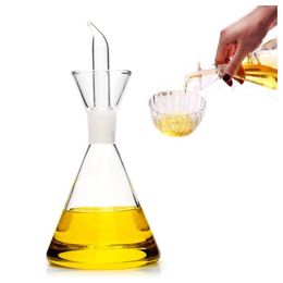 Bizaical Ölspender Tropf- und auslaufsichere Ölflasche aus Glas Ölflasche mit Ausgießer