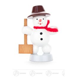 Dregeno Erzgebirge Schneemann Weihnachtliche Miniatur Schneemann mit Schaufel Höhe ca 6 cm NEU
