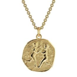 trendor Kette mit Anhänger Zwilling Sternzeichen Ø 20 mm Gold auf Silber