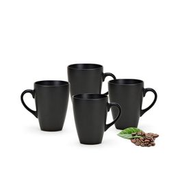 matches21 HOME & HOBBY matches21 HOME & HOBBY Tasse Grosse Kaffeetassen 4er Set einfarbig schwarz matt