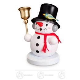 Dregeno Erzgebirge Räuchermännchen Räuchermann Schneemann mit Glocke Höhe = 17cm NEU