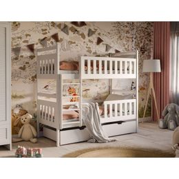 Deine Möbel 24 Etagenbett Hochbett Kinderbett MICO für 2 Kinder 80x180 90x200 Weiß (Matratzen optional