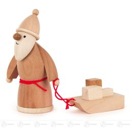 Dregeno Erzgebirge Weihnachtsfigur Miniatur Ruprecht groß mit Schlitten Höhe = 8cm NEU