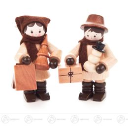 Dregeno Erzgebirge Weihnachtsfigur Weihnachtliche Miniatur Einkaufspaar natur Höhe ca 5