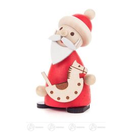 Dregeno Erzgebirge Weihnachtsfigur Weihnachtliche Miniatur Ruprecht mit Schaukelpferd Höhe ca 7 cm NEU