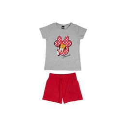 United Labels® Schlafanzug Disney Minnie Mouse Schlafanzug für Mädchen Grau/Rot