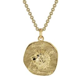 trendor Kette mit Anhänger Löwe Sternzeichen Ø 20 mm Gold auf Silber