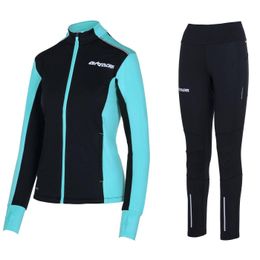 Airtracks Lauftights Winter Damen Laufset Pro Line: Laufshirt + Hose Lang (Laufbekleidung mit warme Thermoqualität