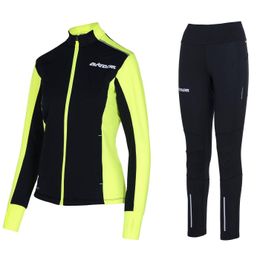 Airtracks Lauftights Winter Damen Laufset Pro Line: Laufshirt + Hose Lang (Laufbekleidung mit warme Thermoqualität