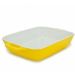 Intirilife Auflaufform Backform Porzellan in Gelb mit 26 x 17 x 5 cm Größe - Für den täglichen Gebrauch in der Küche ob Zuhause im Restaurant Hotel oder für