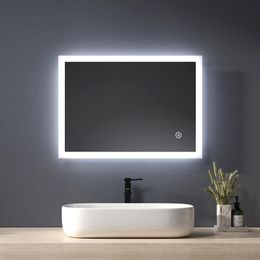 Led Badezimmerspiegel Badspiegel mit Beleuchtung IP44 Energiesparend Wandspiegel, 6500K Kaltes Weißes Licht Beleuchtung Touchschalter 50x70cm