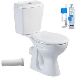Belvit - Stand-WC mit Taharet Keramik-Spülkasten Softclose WC-Sitz Toilette wc Waagerecht Wand - Weiß