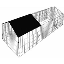 Cadoca - Freilaufgehege 180x75x75 Sonnenschutz Auslauf Garten Kaninchenstall Hasenstall Kleintierauslauf Dachstoff schwarz