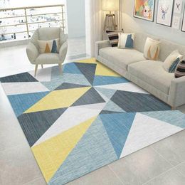 Jn.songs - Teppich Wohnzimmer 160 x 230 cm Waschbarer Teppich Schlafzimmer Modernes Design Exquisites Muster, Blau und Gelb