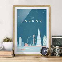 MICASIA Bild mit Rahmen - Reiseposter - London Größe HxB: 55cm x 40cm, Rahmen: Eiche