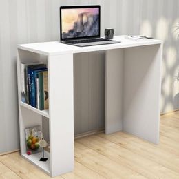 Schreibtisch Aars mit 2 Ablagen 75 x 90 x 40 cm Weiß [en.casa] Weiß