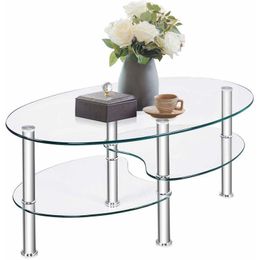 3 Ebenen Glastisch, Couchtisch, Glas-Beistelltisch, Wohnzimmertisch, Sofatisch, Teetisch für Heim und Büro, Kaffeetisch Transparent - Costway