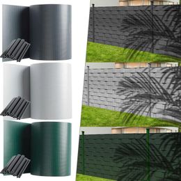 HENGDA PVC Sichtschutzstreifen Doppelstabmatten Zaun Gartenzaun Sichtschutz Anthrazit PVC Sichtschutzfolie für Doppelstabmattenzaun.2x35m.Grau