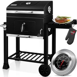 Kesser® Grill Grillwagen XXL Holzkohlegrill mit Deckel, Rädern, Edelstahl-Griff, Grillrost und Thermometer Holzkohle kohlegrill Wagen groß Kohle BBQ Barbeque Camping, Terrasse, Garten