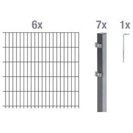 GAH Alberts Alberts Doppelstabmatten-Grundset 12 m 200 x 120 cm 6/5/6 anthrazit