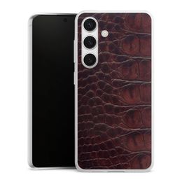 DeinDesign Galaxy S24 Handy Slim Case Silikon Handyh&uuml;lle transparent H&uuml;lle extra d&uuml;nn Leather Crocodile Animal Print Silikon Slim Case