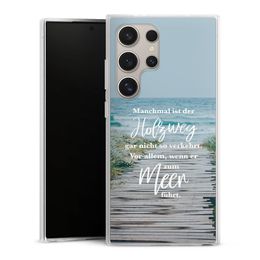 DeinDesign Galaxy S24 Ultra Handy Silikon H&uuml;lle Case transparent Handyh&uuml;lle Statement Beach Spruch Silikon Case