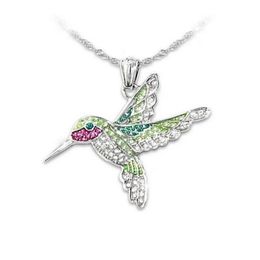 Ware aus aller Welt Kette mit Anhänger Kolibri Vogel Halskette in Silberfarbend, 47cm + 5cm Verlängerung (1-tlg)