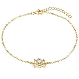 Rafaela Donata Silberarmband Lotusblume gelbgold, mit Lotusblüte und Zirkonia