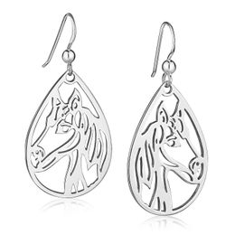 Materia Paar Ohrhaken Damen Pferde Kopf Ohrringe Pony Reiten SO-180, 925 Sterling Silber, silberfarben