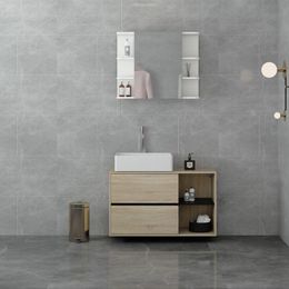 ML-Design - Badmöbel Set Badezimmerschrank Waschtisch Waschbeckenunterschrank Spiegelschrank