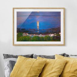 MICASIA Bild mit Rahmen - Edvard Munch - Sommernacht am Meeresstrand Größe HxB: 40cm x 55cm, Rahmen: Eiche