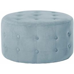 Beliani Hocker Grau Samtstoff Knopfversteppung Rund Modern/Elegant - Grau