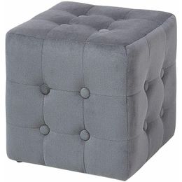 Beliani - Sitzhocker Dunkelgrau Samtstoff Knopfsteppung Quadrat 30 x 30 cm Eleganz - Grau