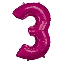 Amscan® Folienballon Zahl 3 pink, 1 St.