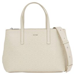 Calvin Klein Shopper CK MUST TOTE MD_EPI MONO, mit dezentem Allover Logo Print Handtasche Damen Tasche Damen, beige|grau
