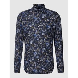 Super Slim Fit Business-Hemd mit floralem Muster