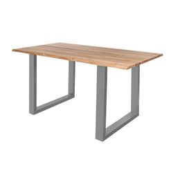 SAM® Tischgestell 2er Set Roheisen lackiert 70x10x74 cm silber U-Gestell