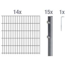 GAH Alberts Alberts Doppelstabmatten-Grundset 28 m 200 x 80 cm 6/5/6 anthrazit