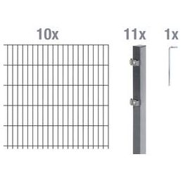 GAH Alberts Alberts Doppelstabmatten-Grundset 20 m 200 x 120 cm 6/5/6 anthrazit