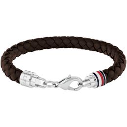 Tommy Hilfiger Lederarmband ICONIC TH BRAIDED LEATHER, 2790545, 2790546, mit Emaille, braun
